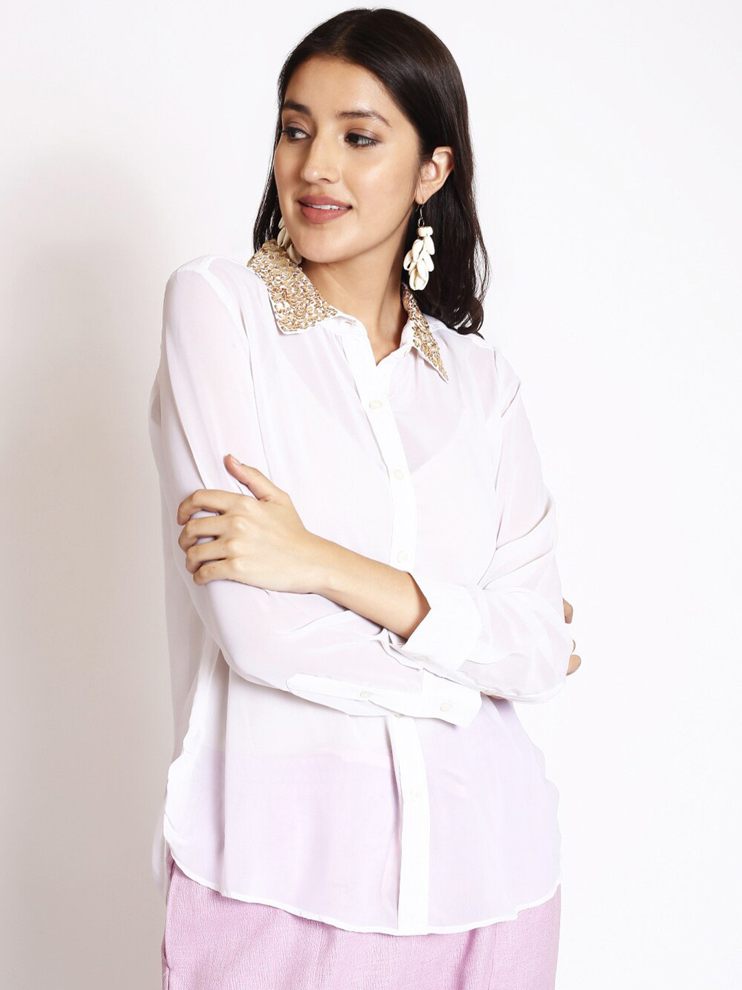Buy 250 DESIGNS Embellished Spread Collar Curved Party Shirt - Shirts ...