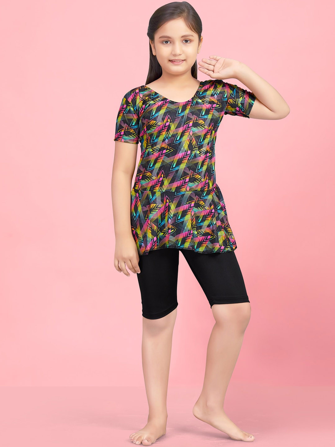 Buy BAESD Girls Abstract Printed Full Coverage Swim Suit - Swimwear for ...