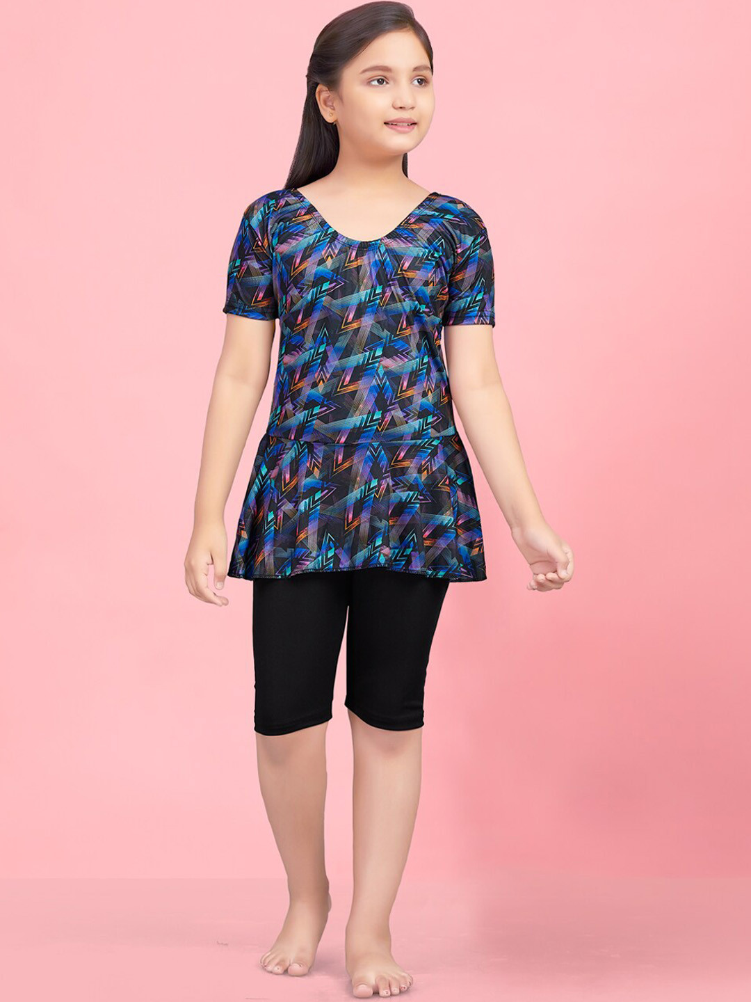 Buy BAESD Girls Abstract Printed Full Coverage Swim Suit - Swimwear for ...