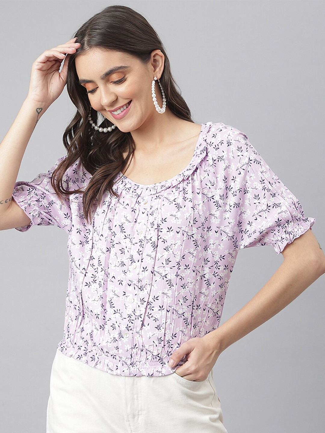 Buy Miss Grace Floral Printed Puff Slevee Top - Tops for Women 27664044 ...