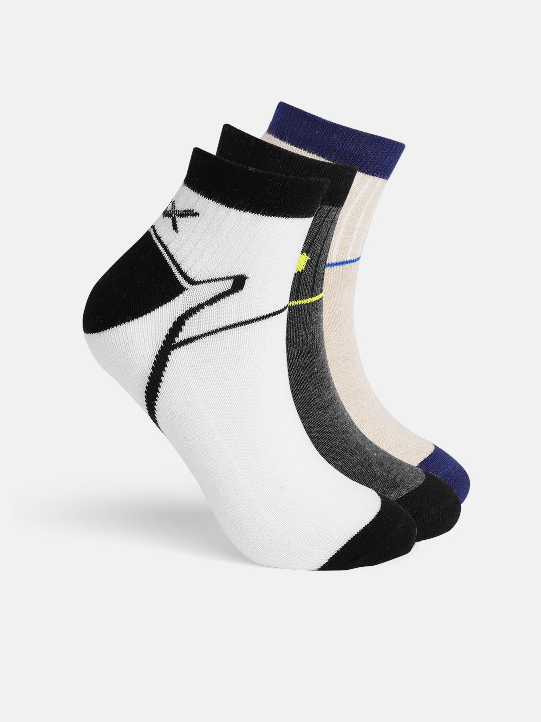Buy HRX By Hrithik Roshan Men Pack Of 3 Colourblocked Ankle Length ...