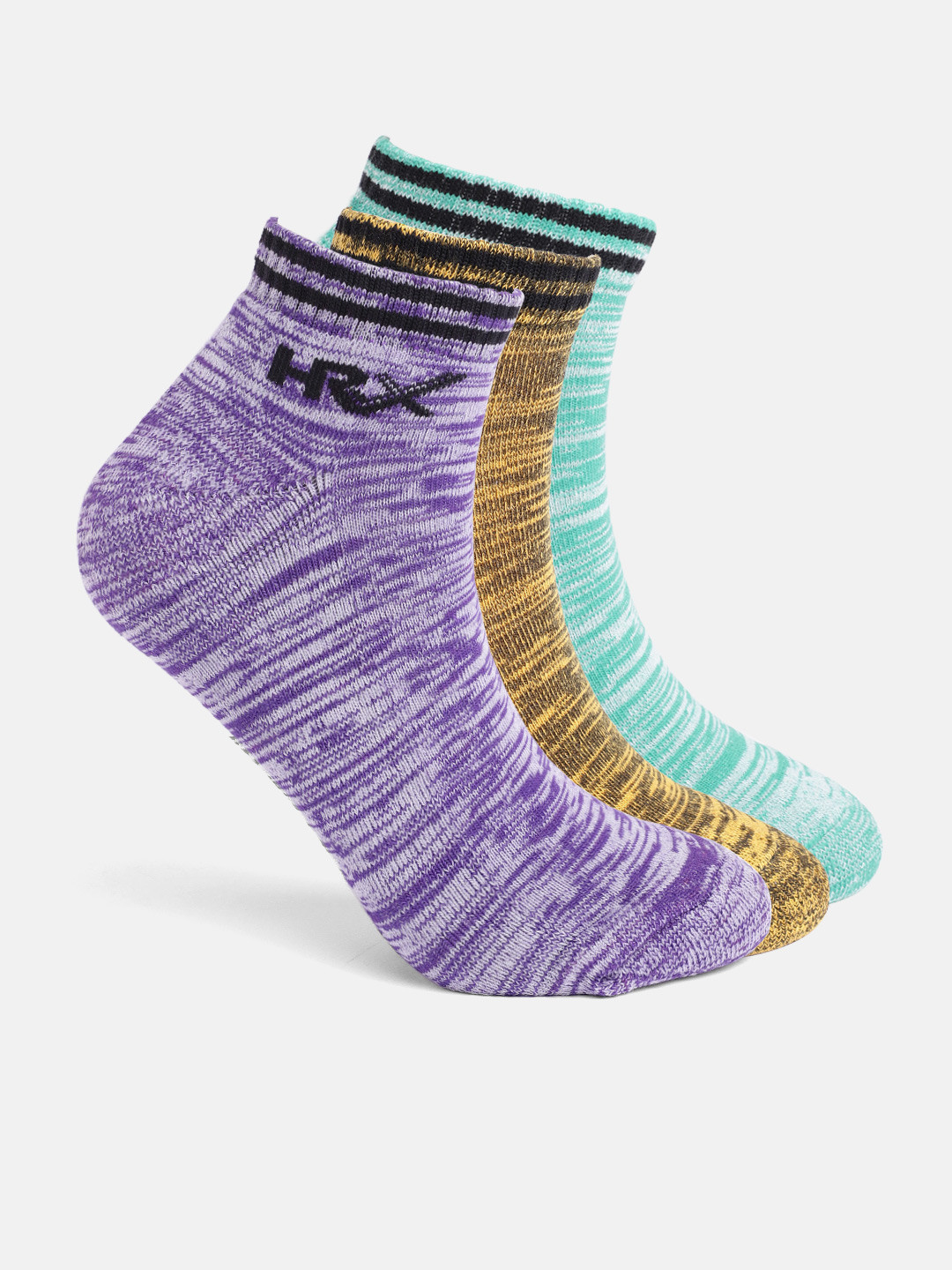 Buy HRX By Hrithik Roshan Men Pack Of 3 Self Design Ankle Length Socks ...