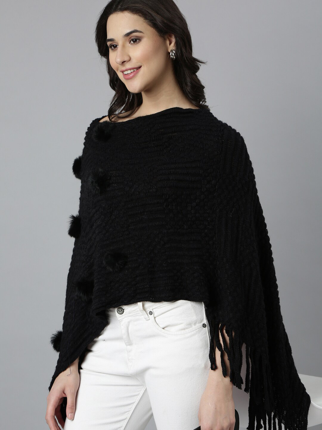 Buy SHOWOFF Women Cable Knit Longline Poncho - Sweaters for Women ...