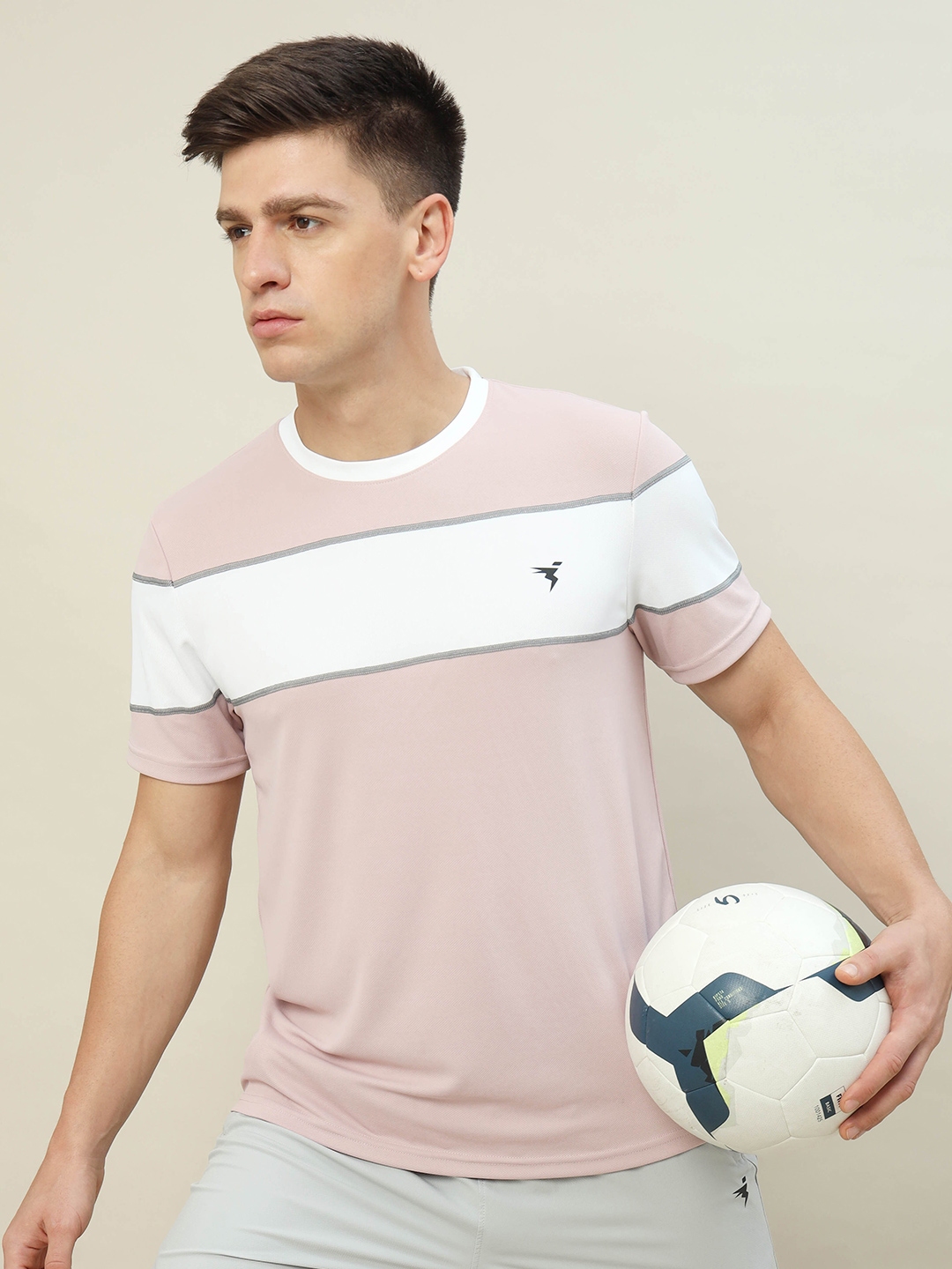 Buy Technosport Ss24 Colourblocked Round Neck Rapid Dry Slim Fit T
