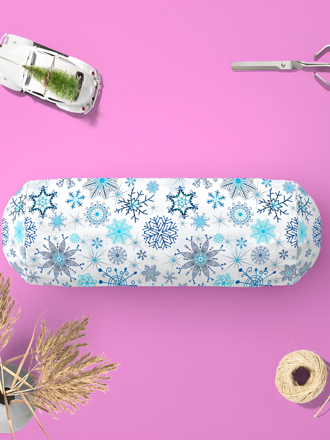 Buy ArtzFolio White & Blue 2 Pieces Printed Cotton Bolster Covers ...