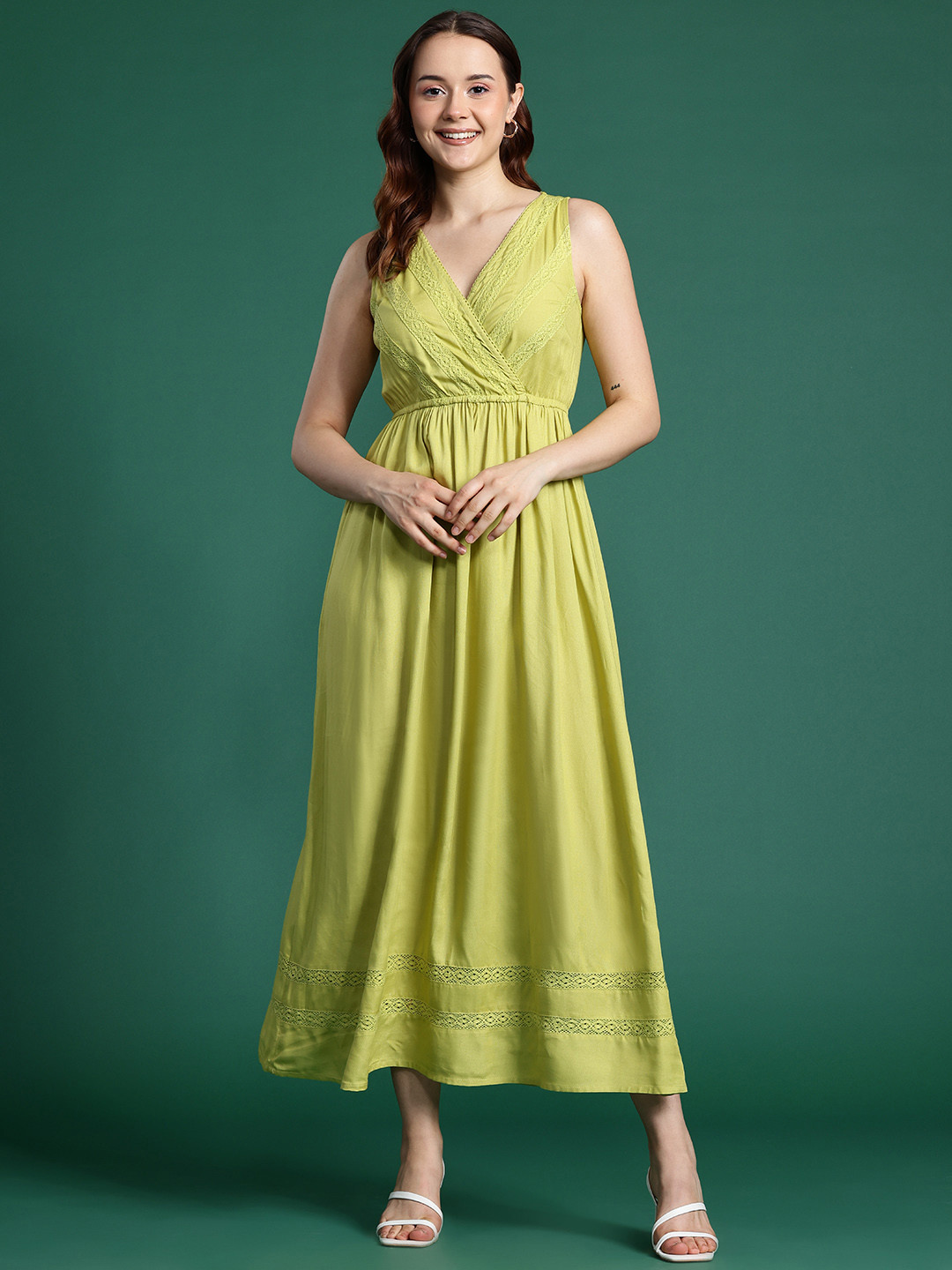 Buy DressBerry Lace Inserts Fit & Flare Midi Dress - Dresses for Women ...