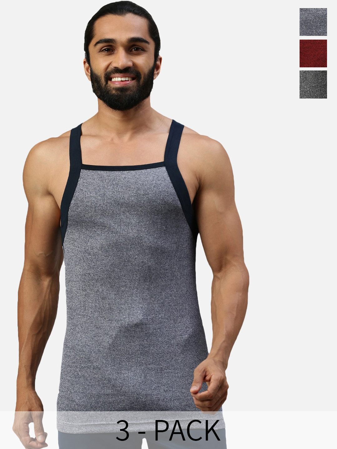 Buy Zoiro Pack Of 3 Pure Cotton Gym Innerwear Vests - Innerwear Vests ...