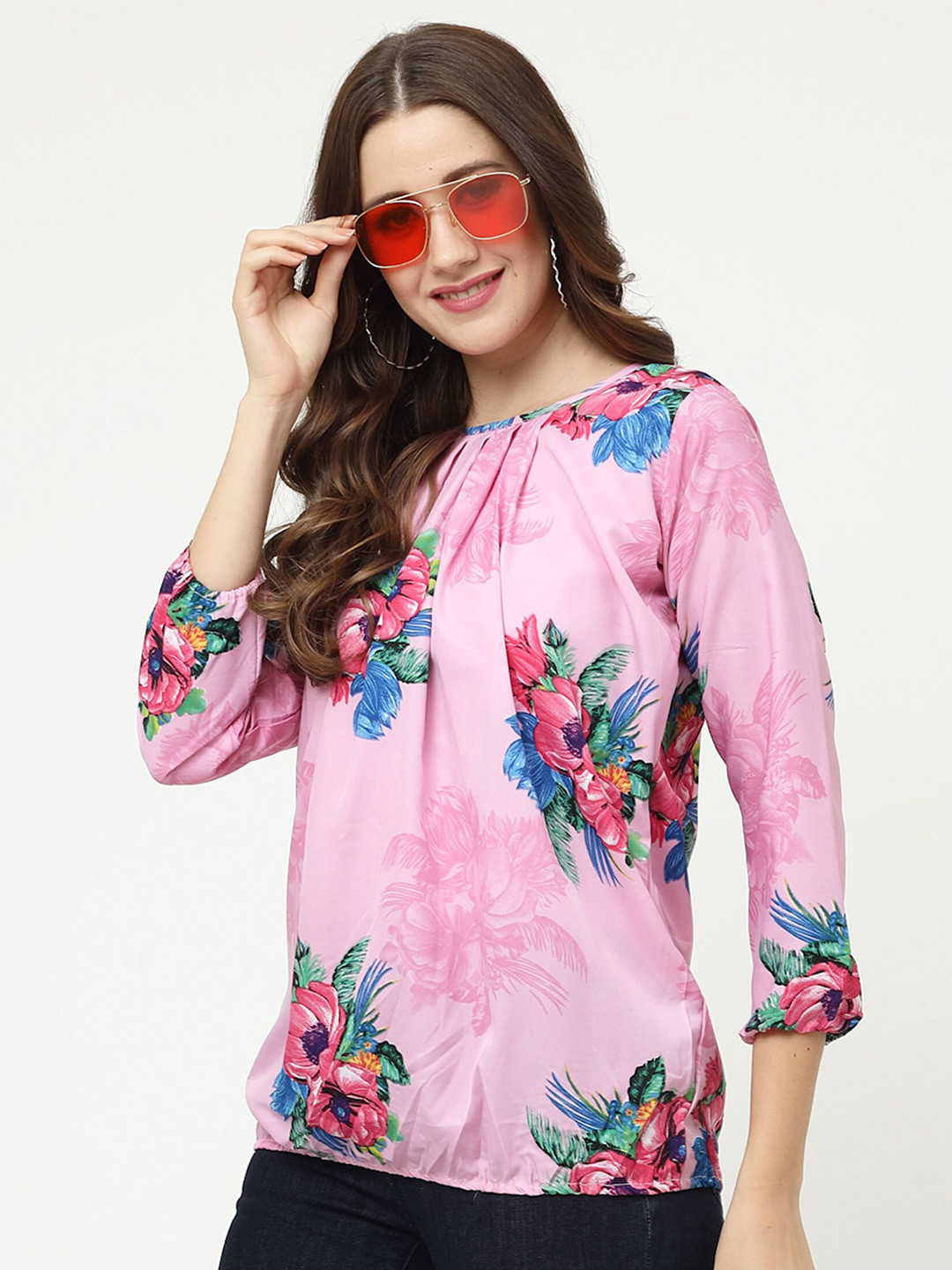 Buy MISS AYSE Floral Print Crepe Styled Back Top - Tops for Women ...