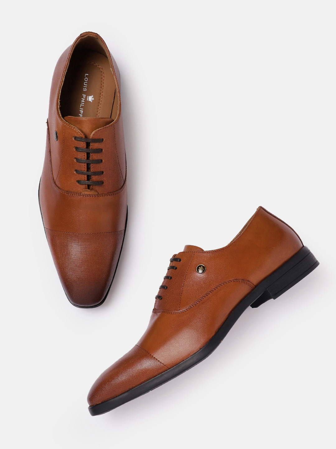 Buy Louis Philippe Men Leather Textured Formal Oxfords - Formal Shoes ...