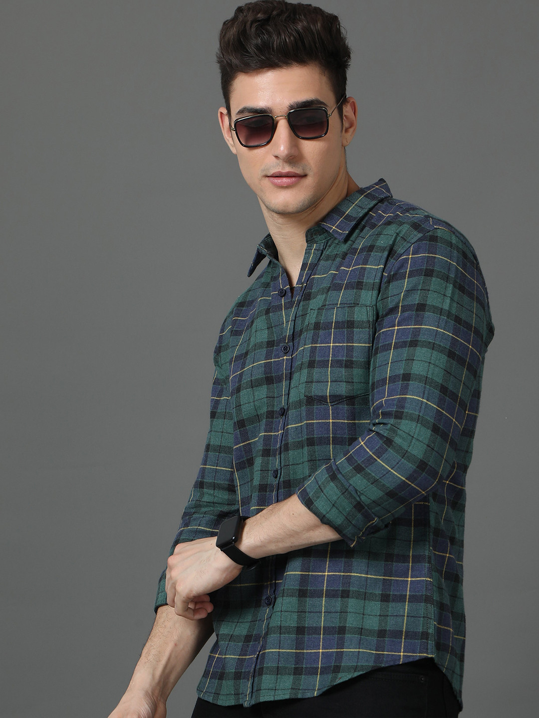 Buy HERE&NOW Men Slim Fit Tartan Checks Opaque Checked Casual Shirt ...