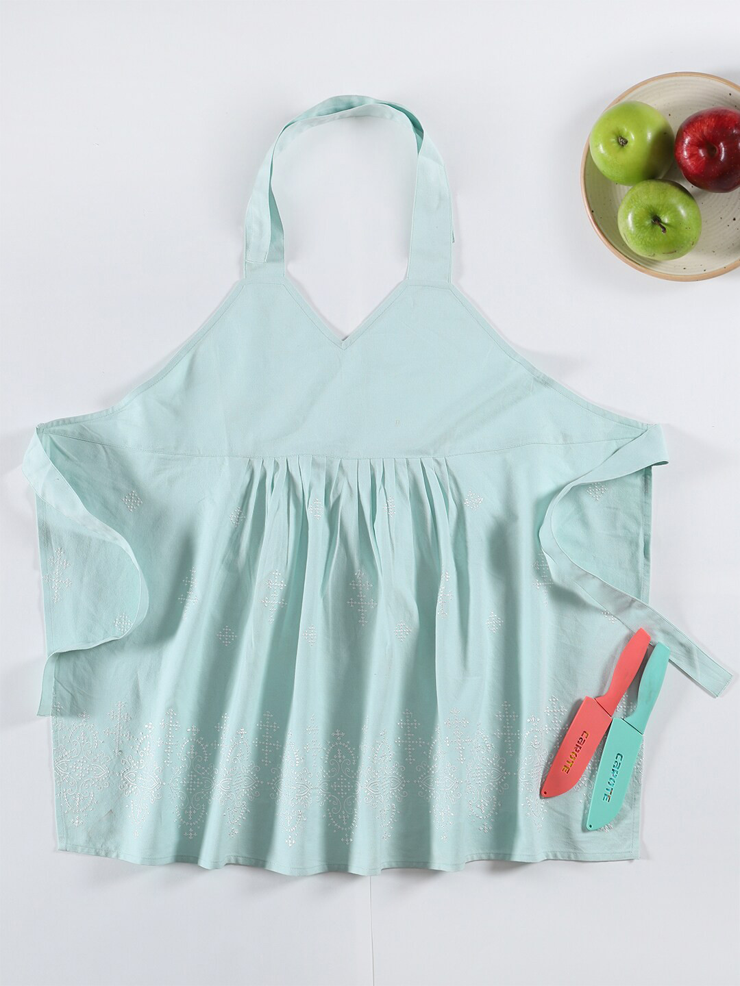 Buy Ratan Cart Blue Floral Embroidered Pure Cotton Kitchen Apron ...