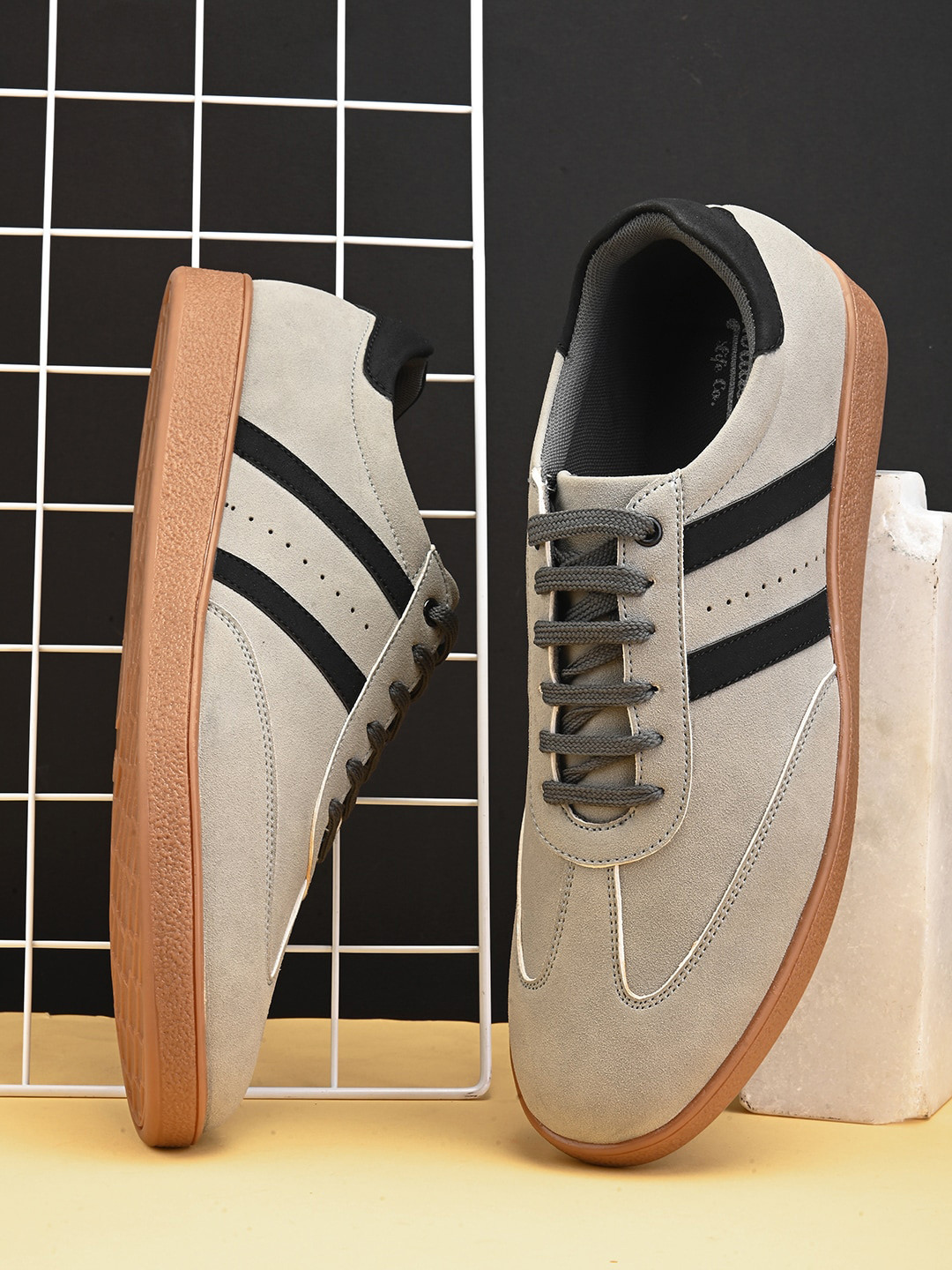 Buy The Roadster Lifestyle Co. Men Grey Round Toe Lightweight Sneakers ...