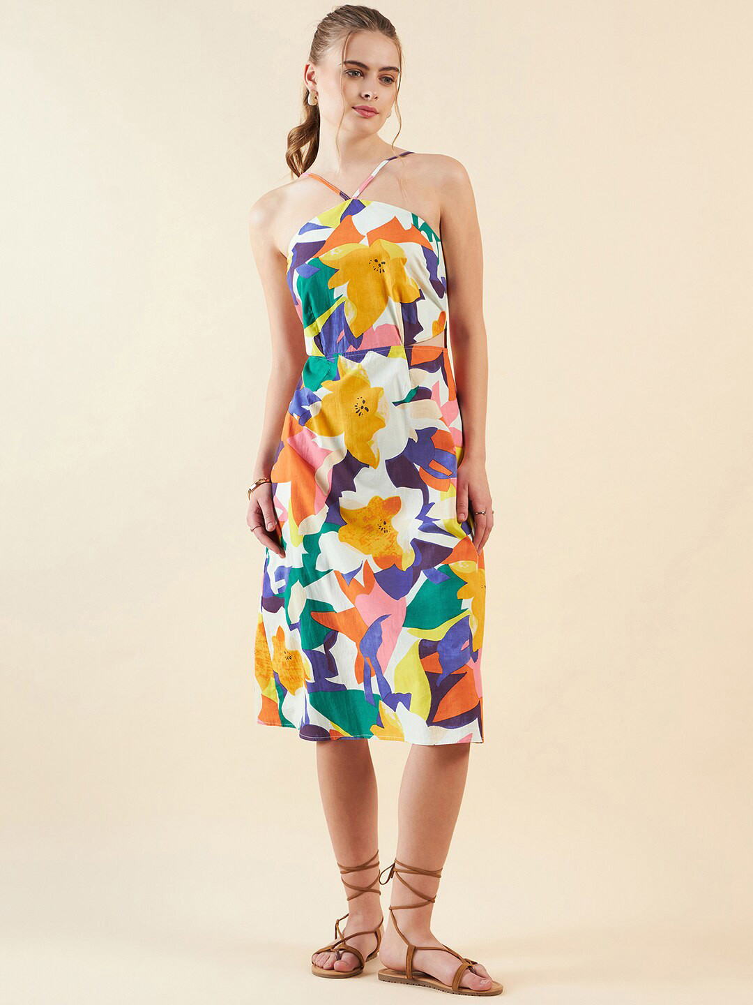 Buy Freehand By The Indian Garage Co Women Floral Print A Line Midi ...