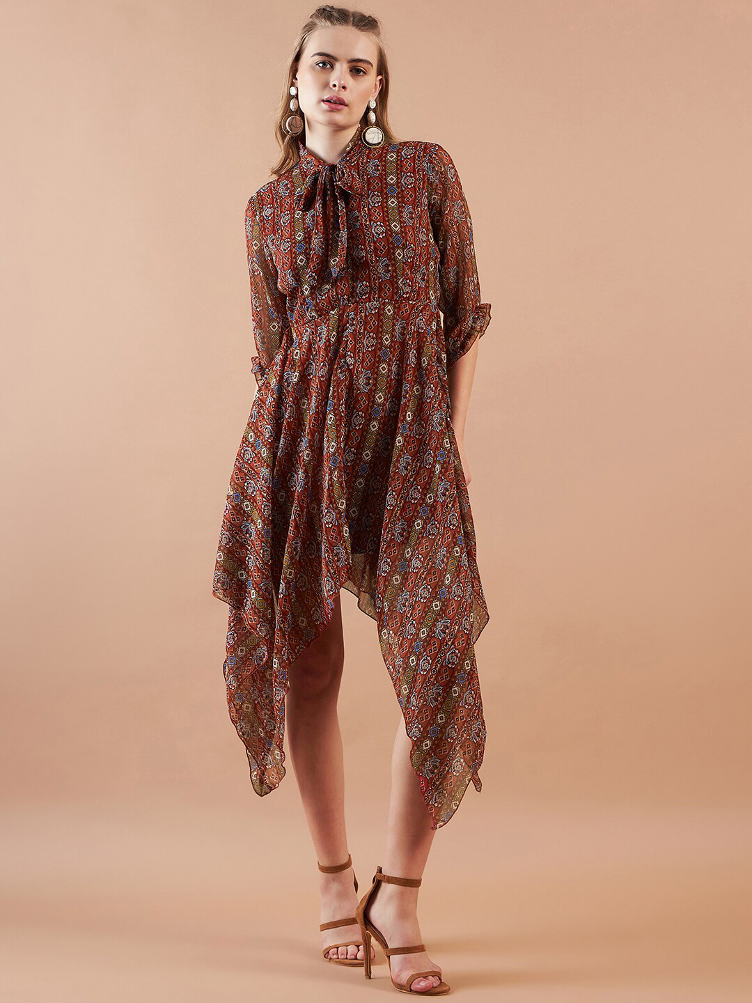 Buy Freehand By The Indian Garage Co Ethnic Motifs Printed Tie Up Neck ...