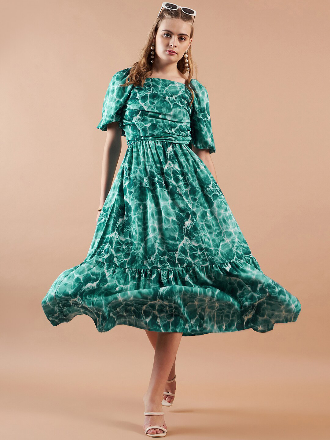 Buy Freehand By The Indian Garage Co Floral Printed Fit & Flare Midi ...