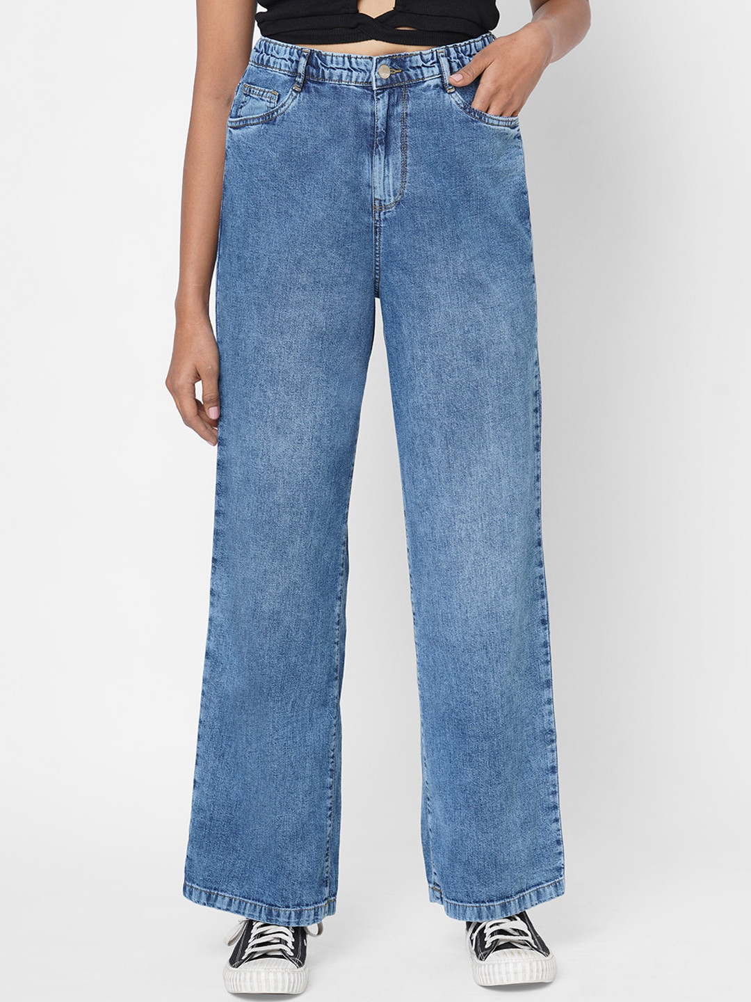 Buy Kraus Jeans Women Relaxed Fit Clean Look High Rise Light Fade ...