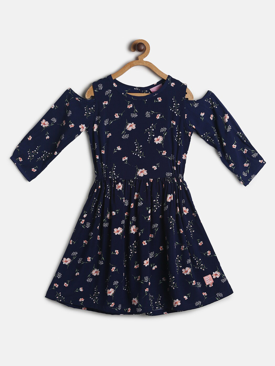 Buy TALES & STORIES Girls Floral Print Cold Shoulder Pure Cotton Fit ...