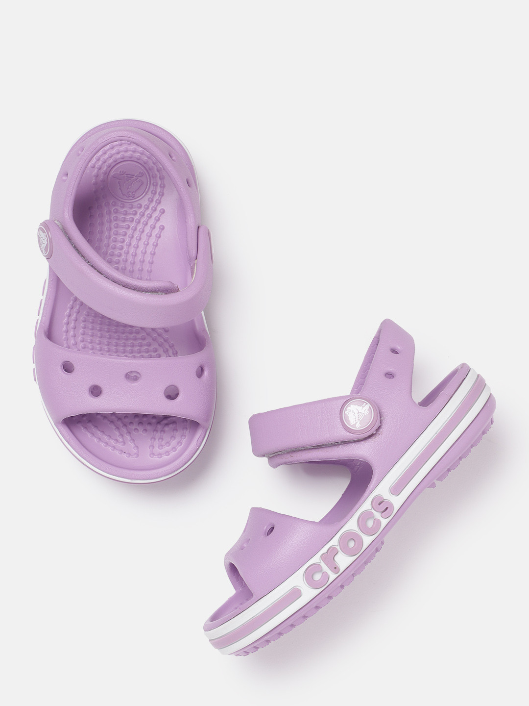 Buy Crocs Kids Solid Croslite Comfort Sandals With Velcro Closure ...