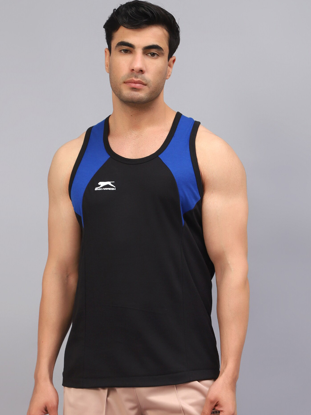 Buy Shiv Naresh Rich Sleeveless Round Neck Innerwear 208_Black/Royal ...