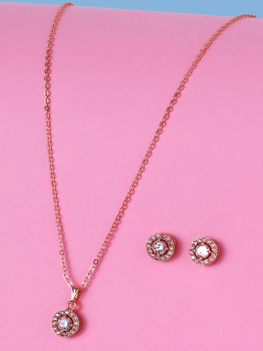 Buy Cierra Rose Gold Plated AD Studded Jewellery Set - Jewellery Set ...
