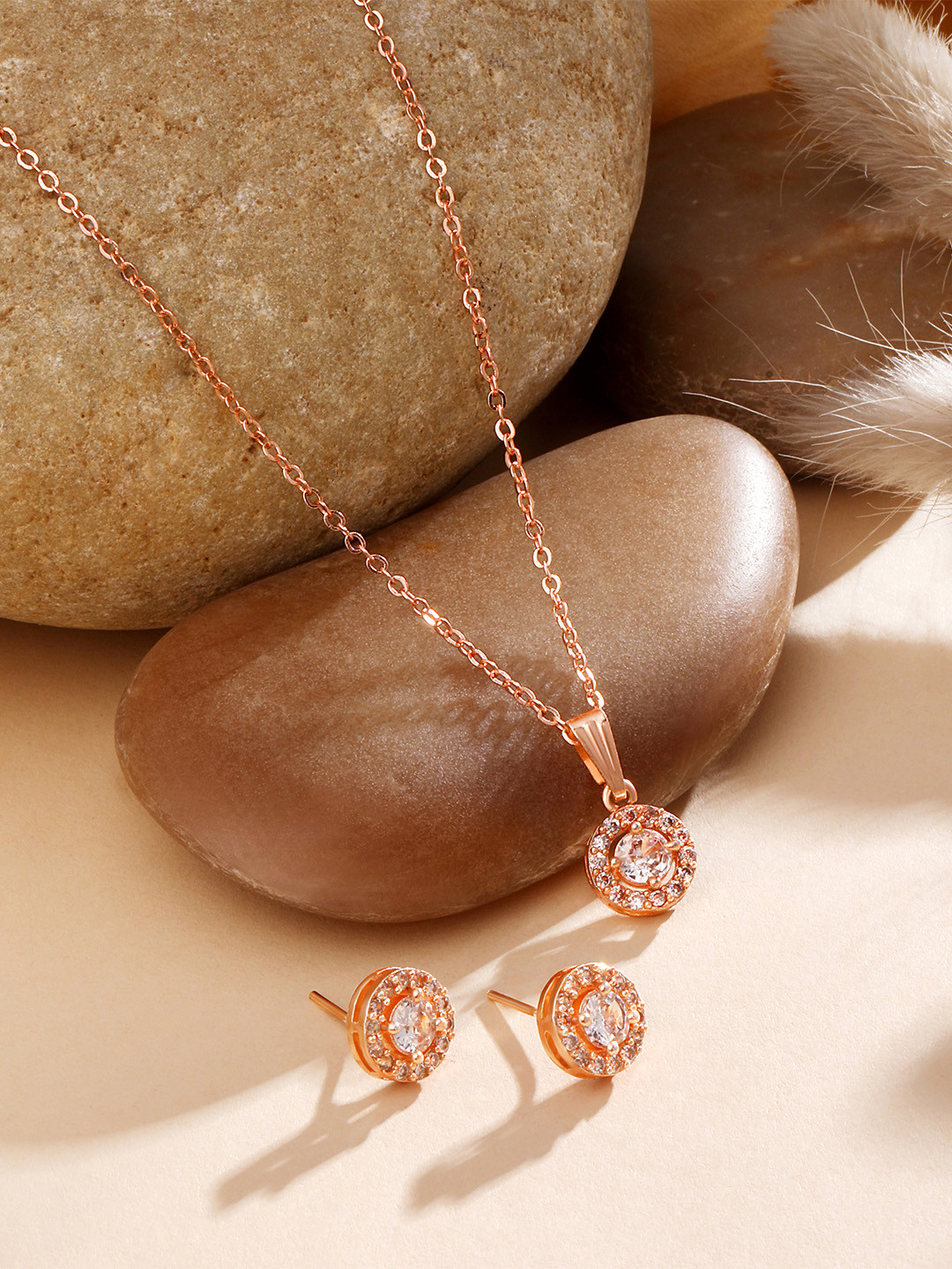 Buy Cierra Rose Gold Plated AD Studded Jewellery Set - Jewellery Set ...