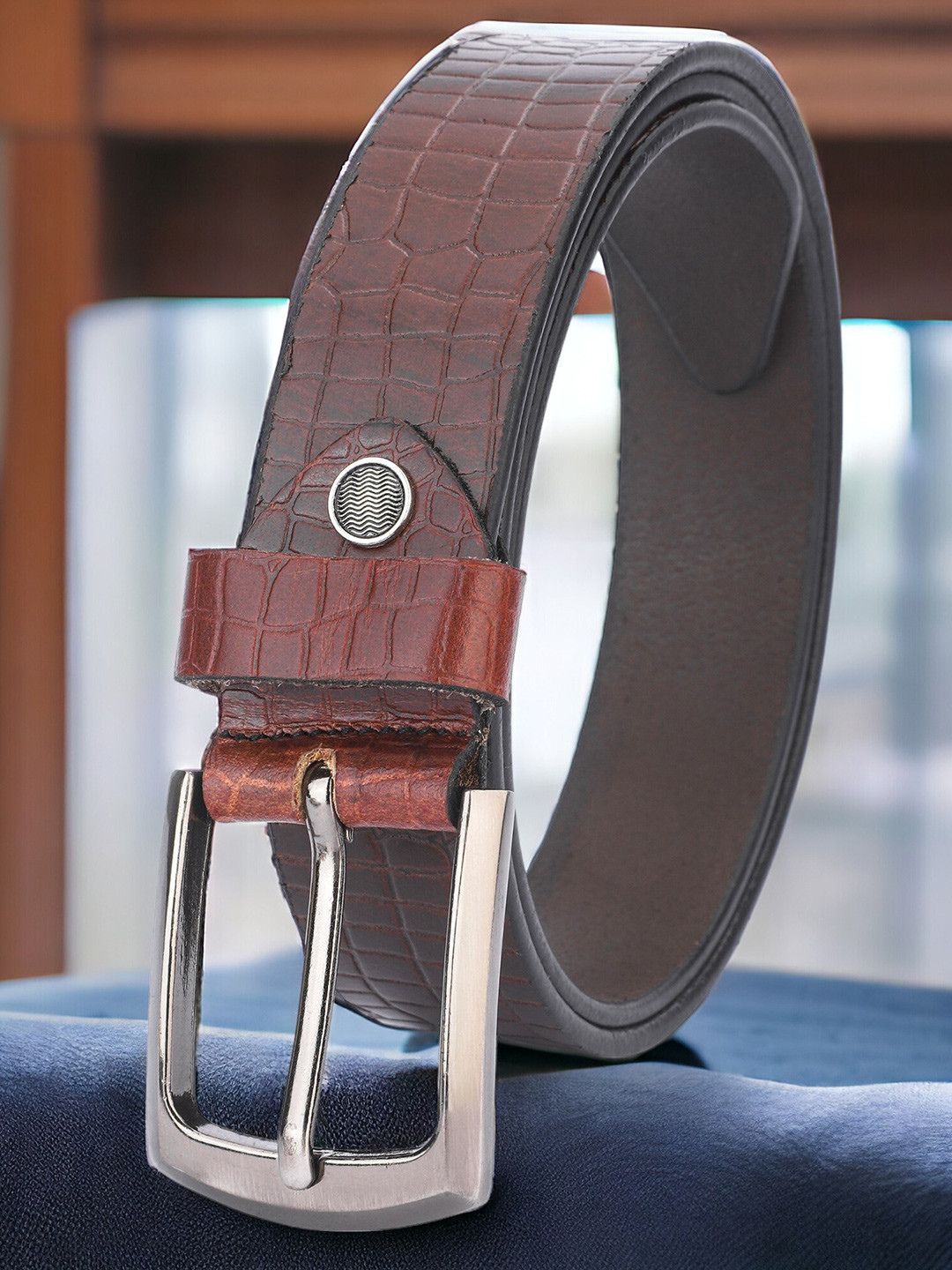 Buy The Roadster Lifestyle Co. Men Brown Textured Leather Formal Belts ...