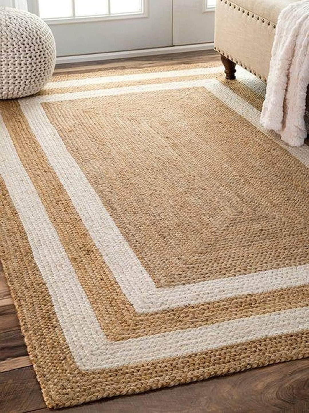 Buy AaHo Decor Brown Natural Jute Carpet Braided Rugs Carpet - Floor ...