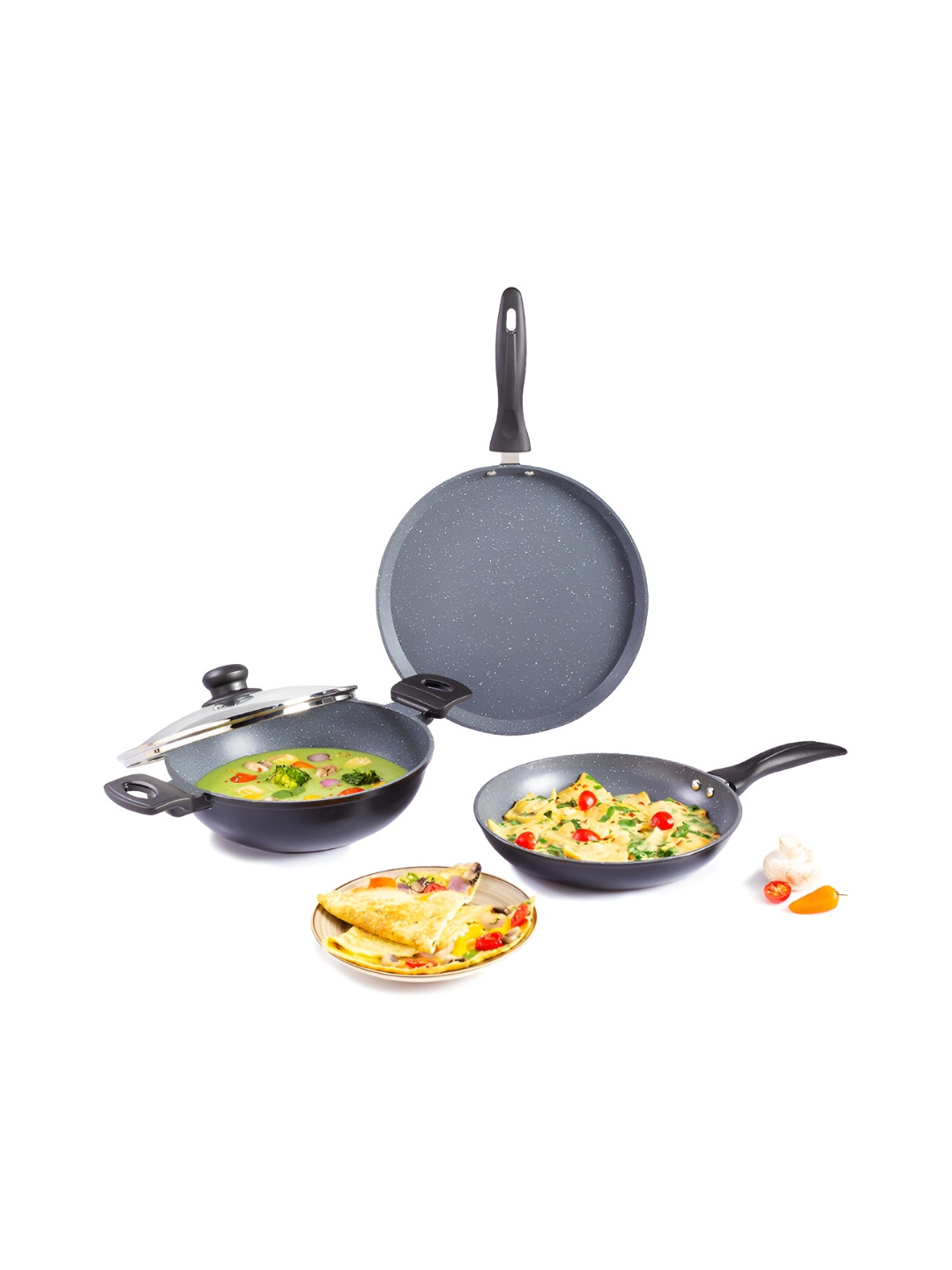 Buy Wonderchef Grey Aluminium Induction Base Cookware Set - Cookware ...