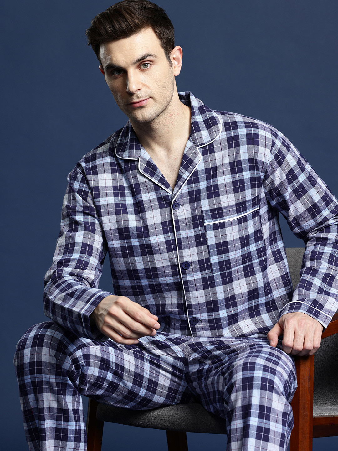 Buy Hancock Men Checked Pure Cotton Night Suit - Night Suits for Men ...