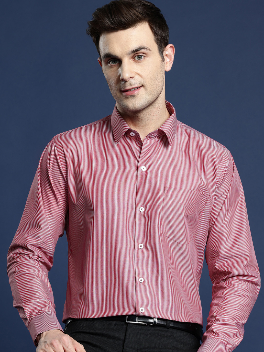 Buy Hancock Men Slim Fit Pinstripes Formal Shirt - Shirts for Men ...