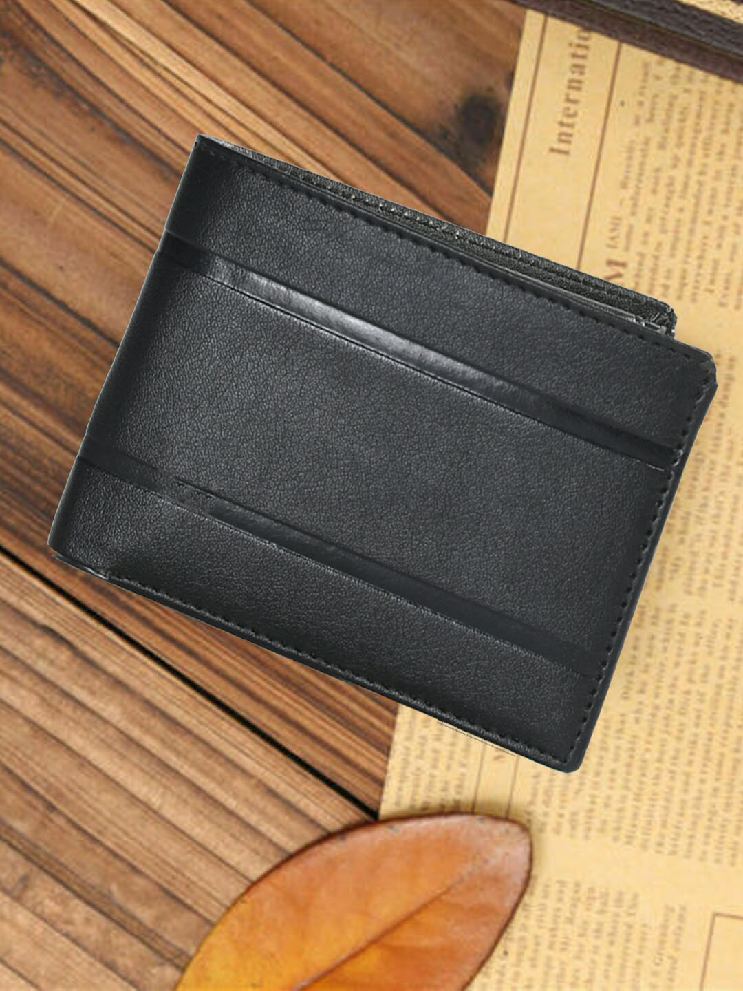 Buy The Roadster Lifestyle Co. Men Black Striped Formal Two Fold Wallet ...
