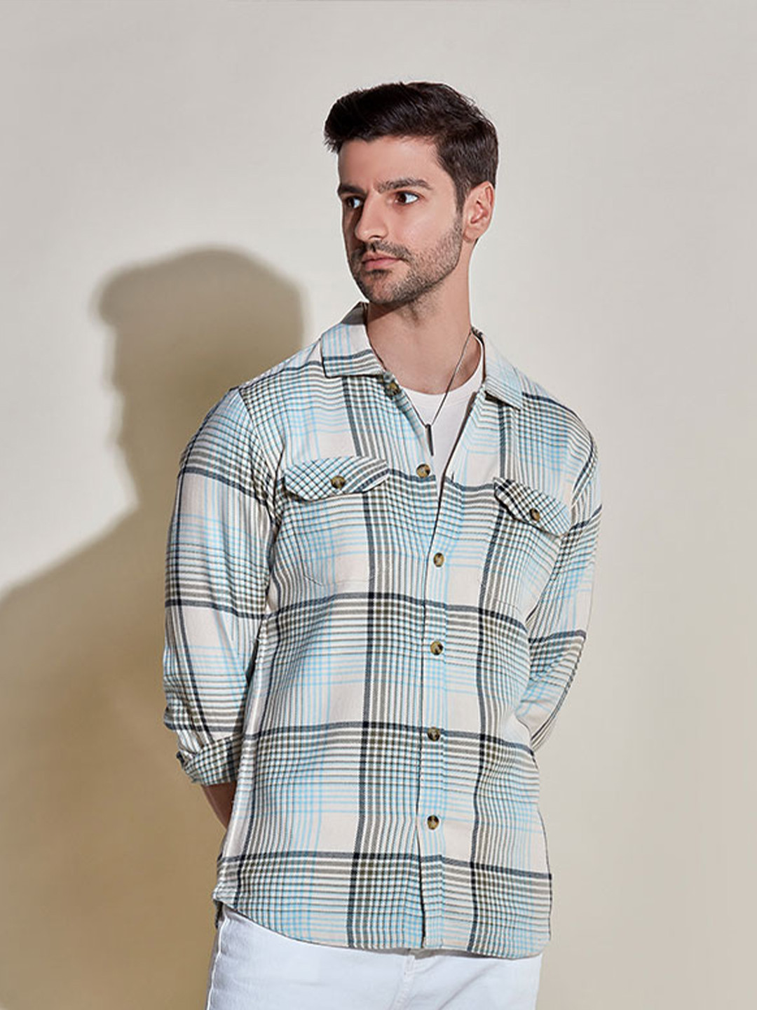 Buy HAMPTONS Pure Cotton Brushed Effect Flannel Casual Shirt - Shirts ...