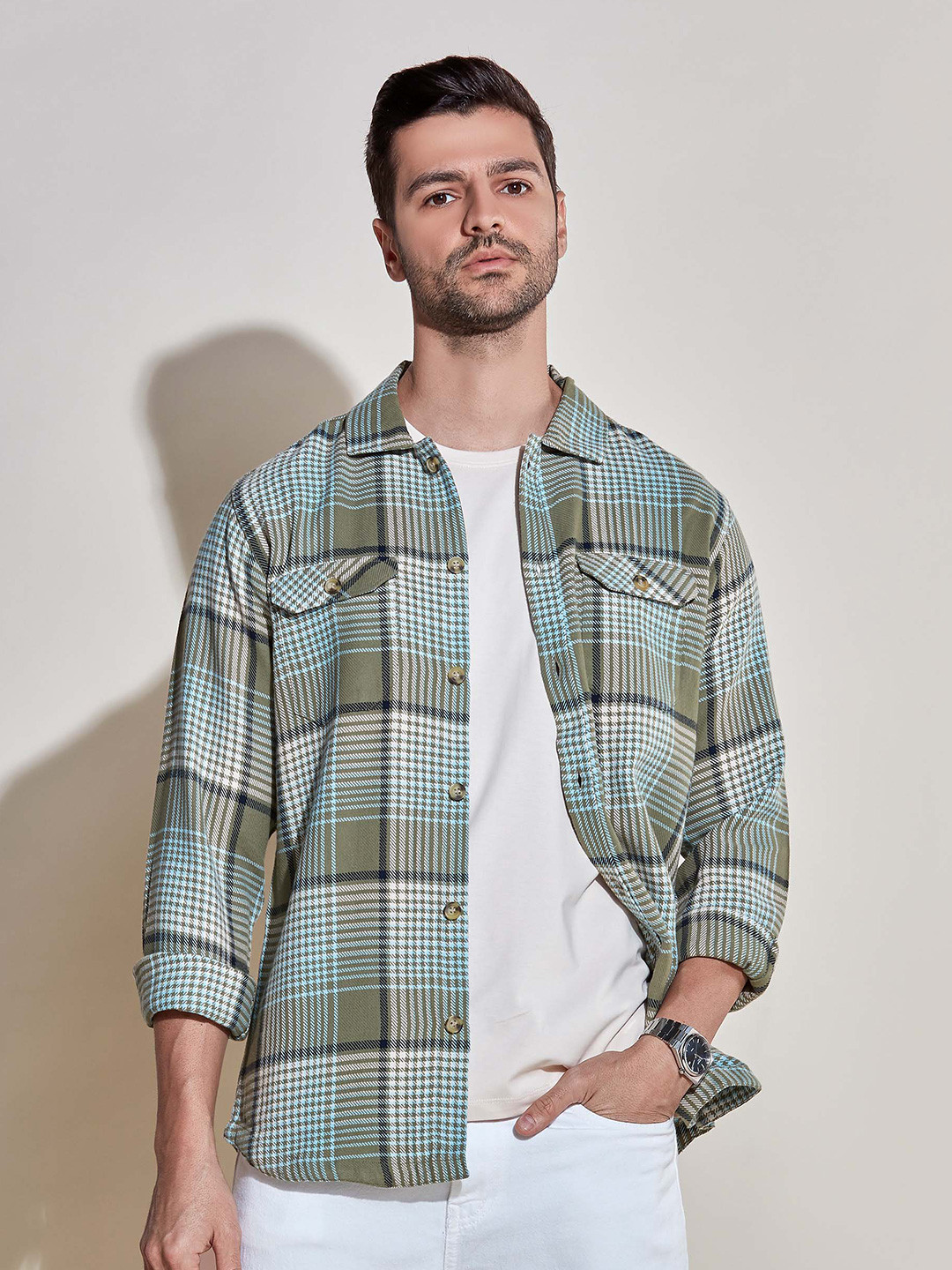 Buy HAMPTONS Pure Cotton Brushed Effect Flannel Casual Shirt - Shirts ...