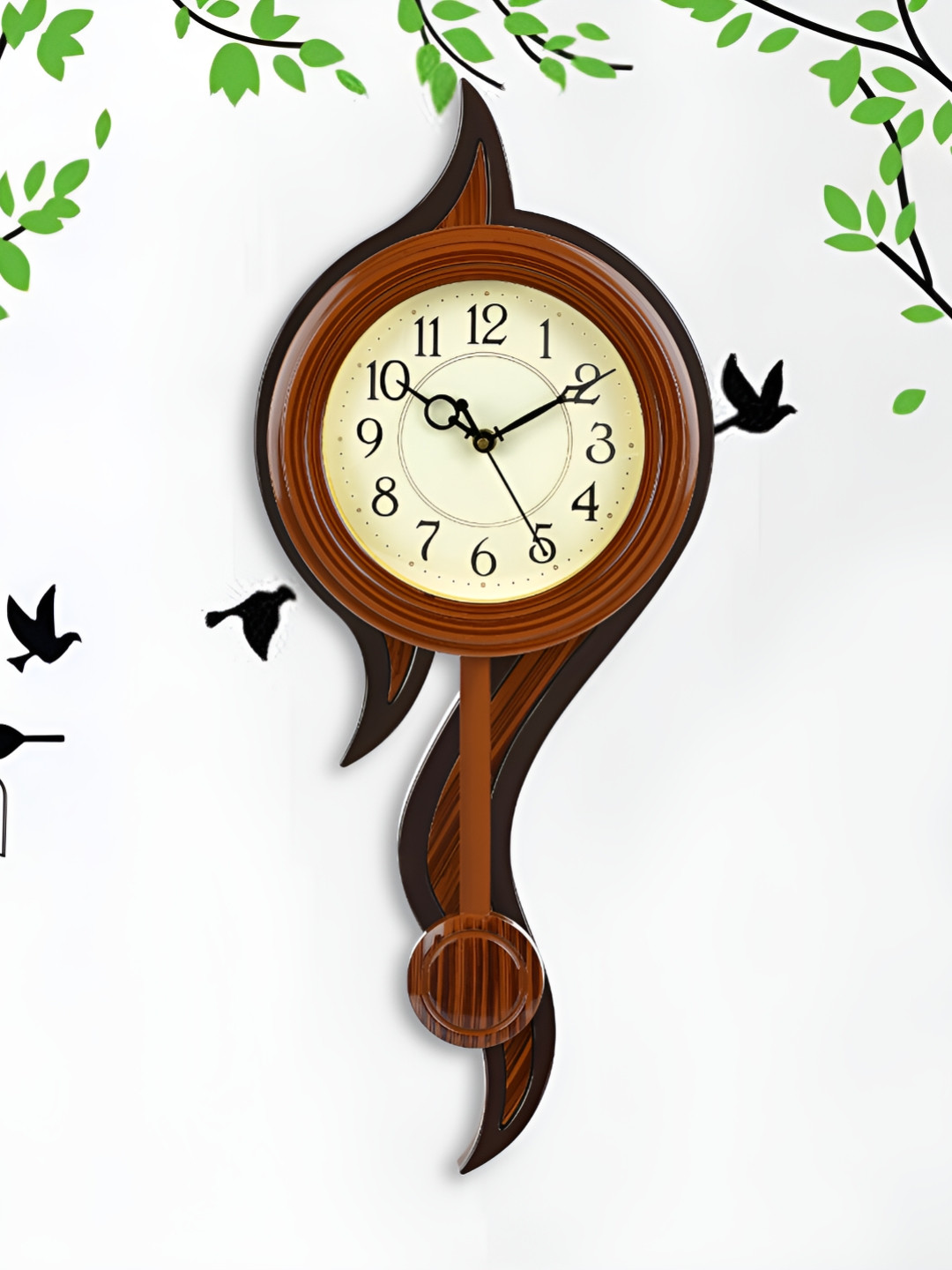 Buy Attractionz Brown Round Pendulum Analogue Wall Clock - Clocks for ...