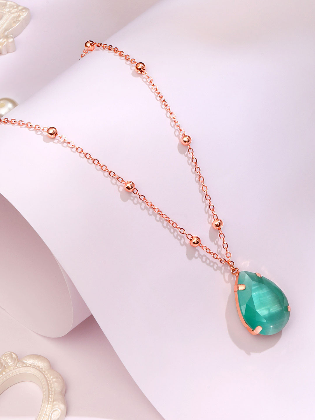 Buy Cierra Rose Gold Plated Teardrop Shaped Pendants With Chains ...