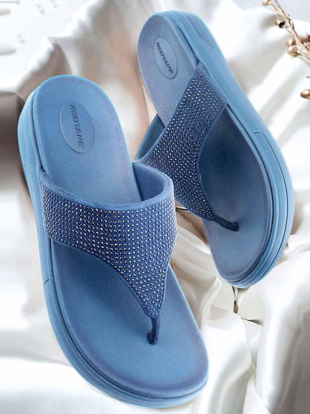 Buy Red Tape Women Embellished Rubber Thong Flip Flops - Flip Flops for ...