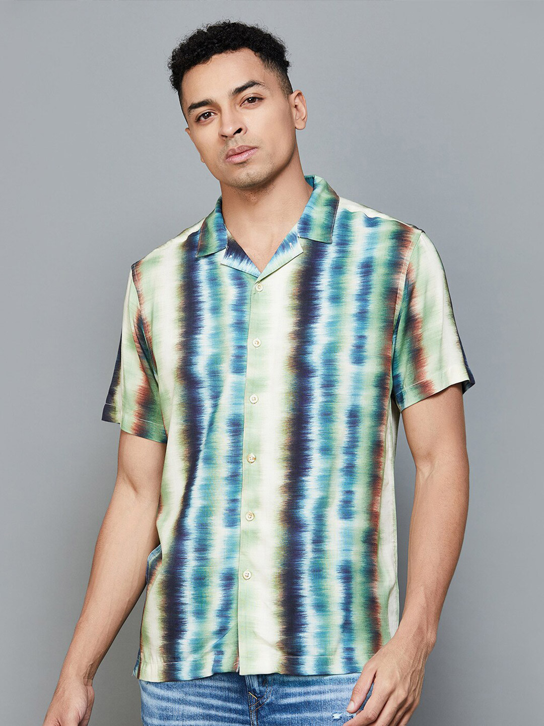 Buy Forca By Lifestyle Abstract Printed Short Sleeves Casual Shirt ...