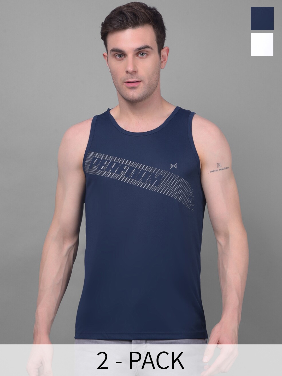 Buy Force Nxt Pack Of 2 Printed Anti Odour Gym Innerwear Vests