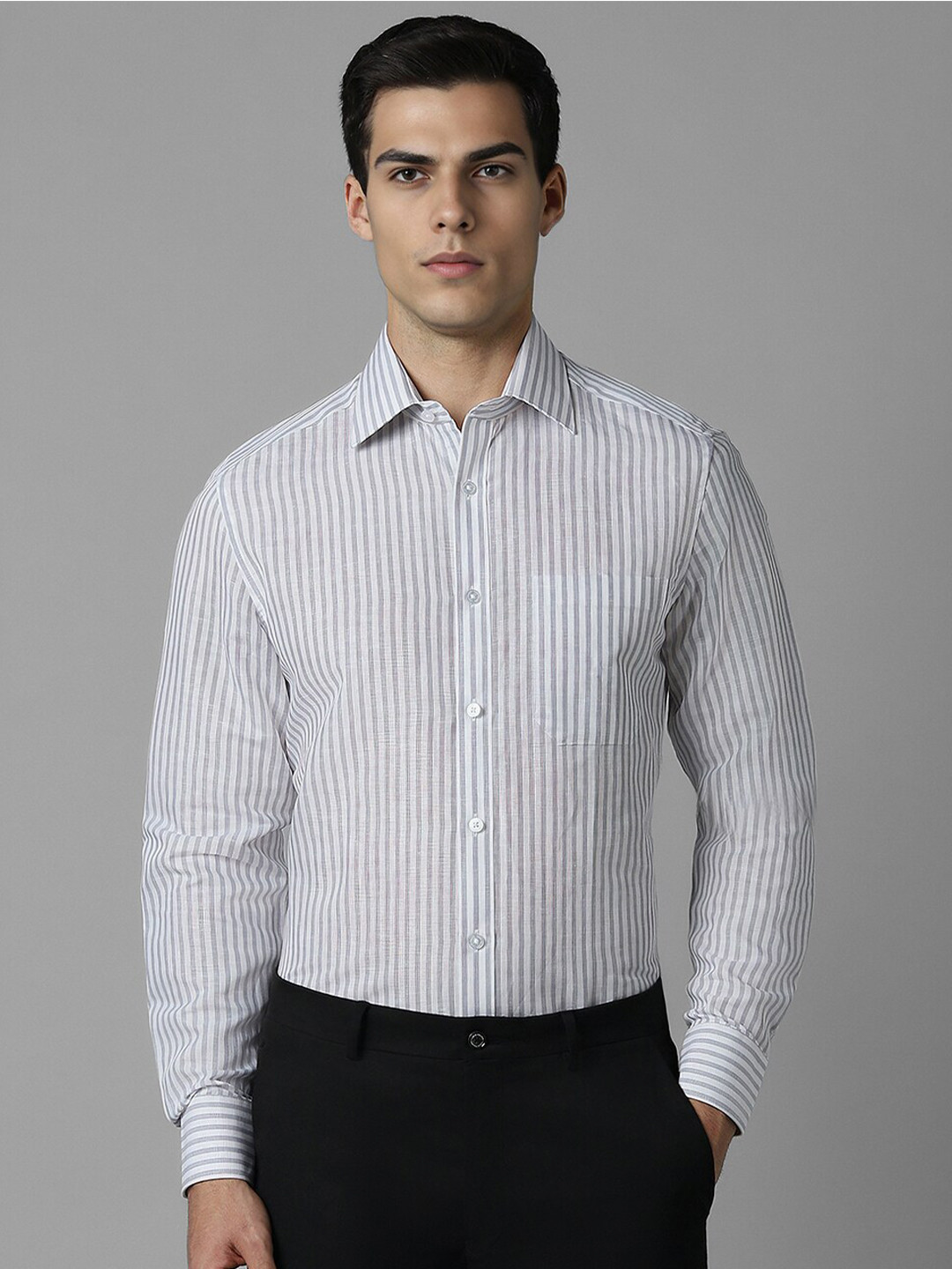 Buy Louis Philippe Men Slim Fit Opaque Striped Formal Shirt - Shirts ...