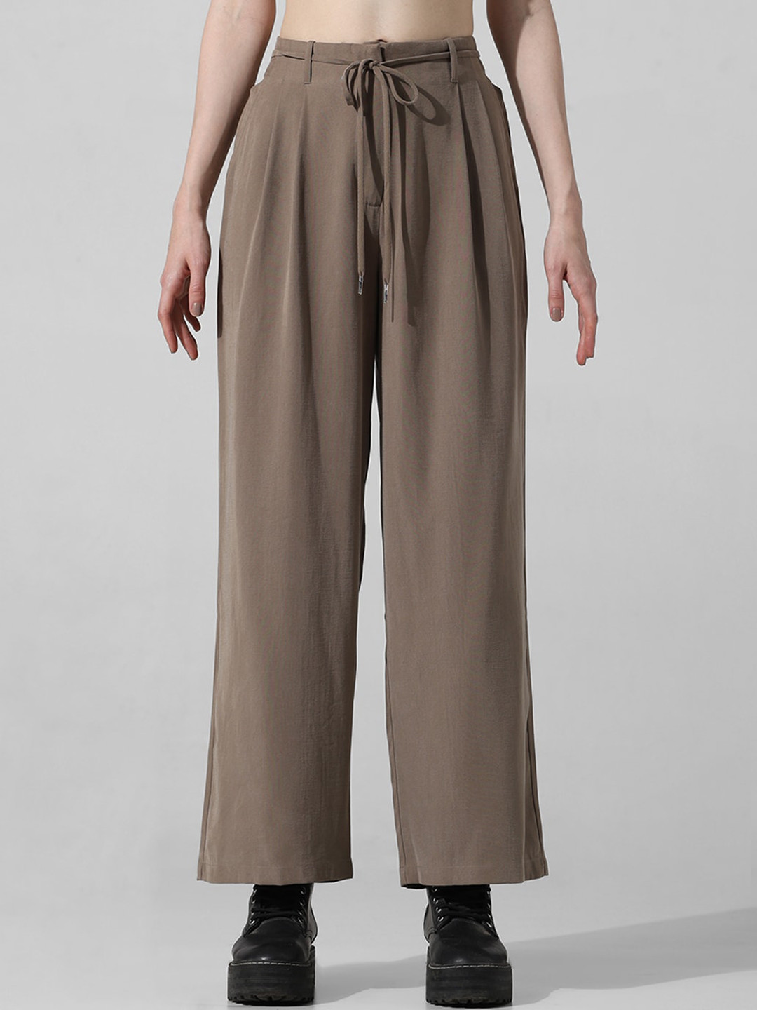Buy ONLY Women Loose Fit High Rise Pleated Trousers - Trousers for ...