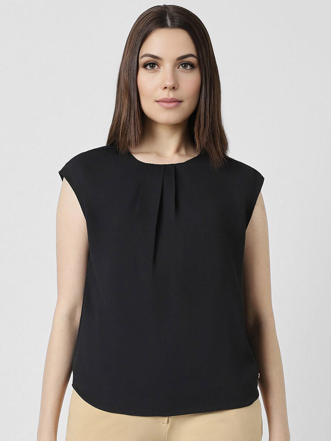 Buy Van Heusen Woman Round Neck Sleeveless Formal Top - Tops for Women ...