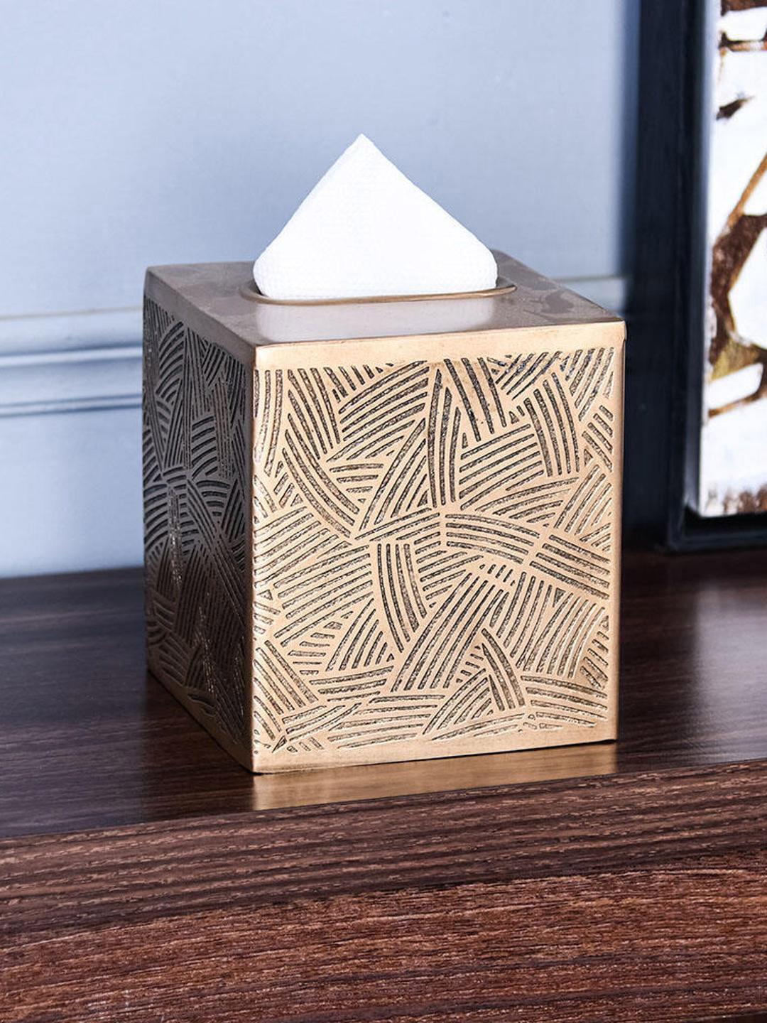 Buy Athome By Nilkamal Copper Toned Textured Rectangular Metal Tissue ...