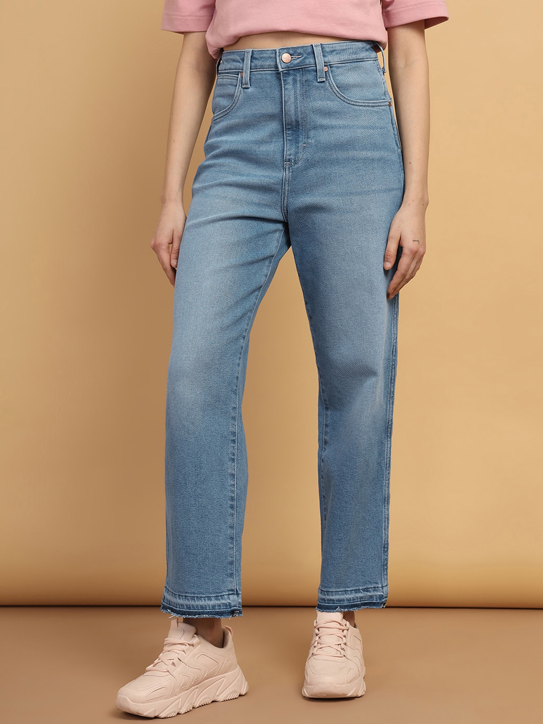 Buy Wrangler Women Straight Fit High Rise Light Fade Stretchable Jeans ...