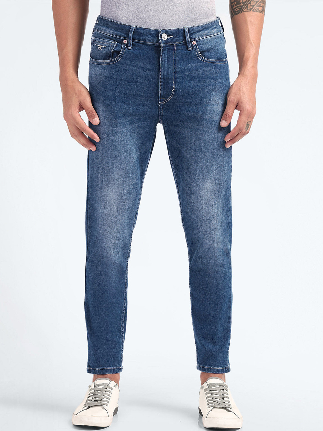 Buy Flying Machine Men Tapered Fit High Rise Heavy Fade Stretchable ...