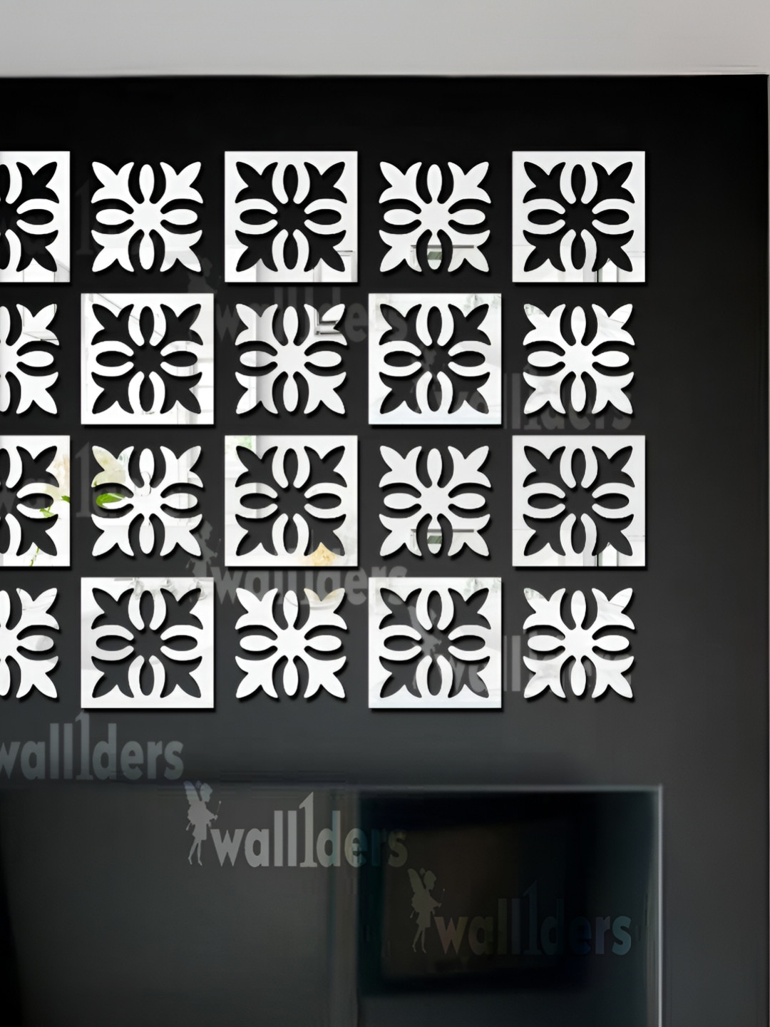Buy Wall1ders Silver Toned 20 Pieces Attractive Pattern 3D Mirror Wall ...