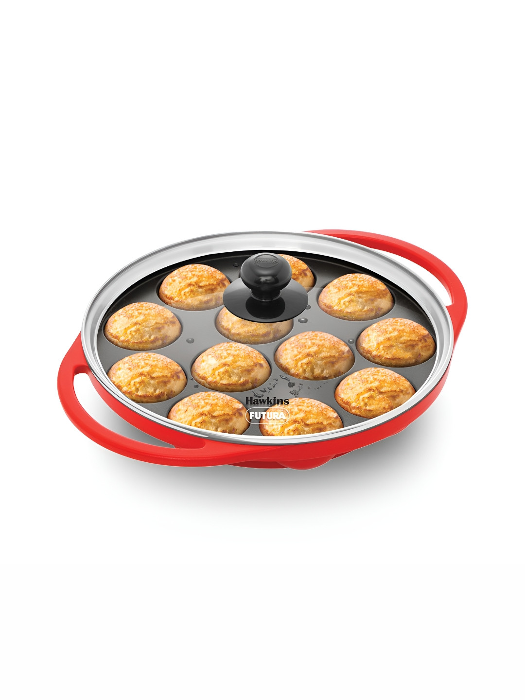 Buy Hawkins 26cm Die Cast Appe Pan With Lid, Red (NAPE) - Appam Patra ...