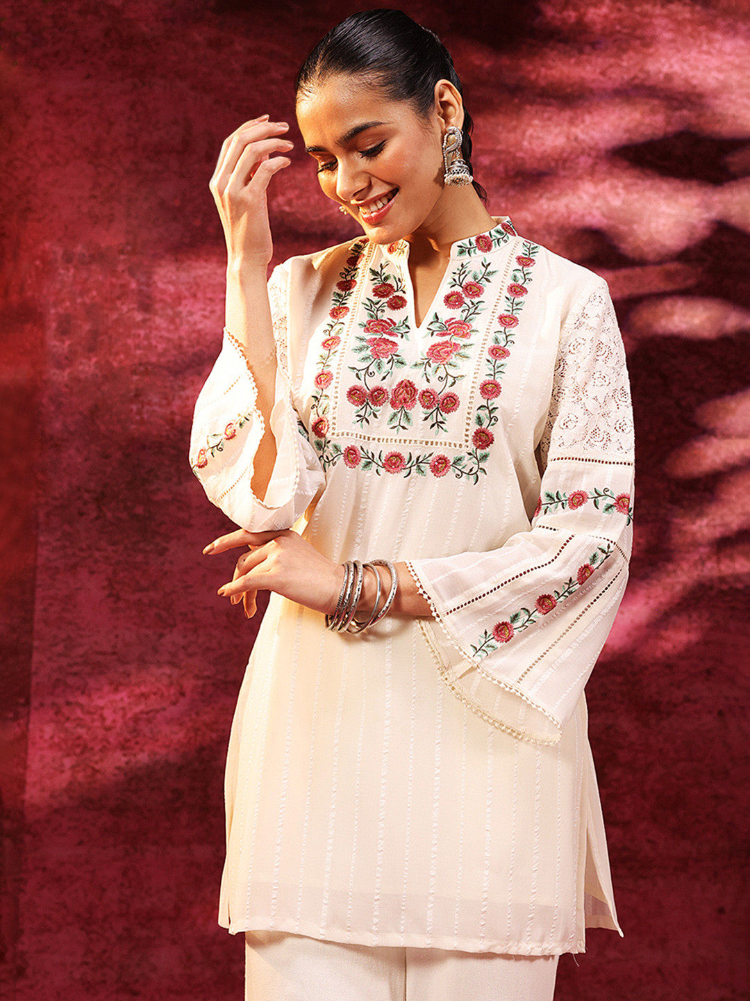 Buy Lakshita Floral Embroidered Thread Work Kurti - Kurtis for Women ...