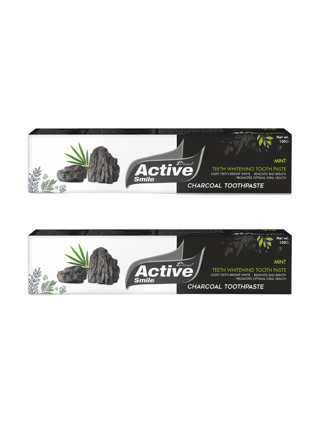 Buy Dr. Morepen Set Of 2 Active Smile Charcoal Toothpaste For Teeth ...