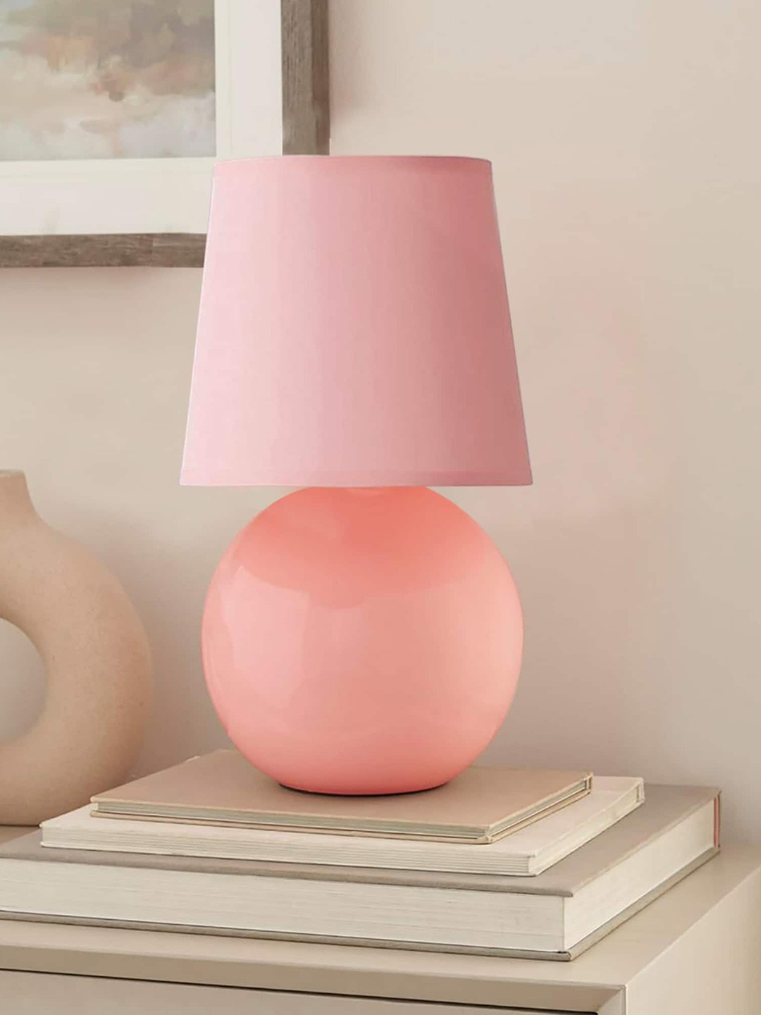 Buy Homesake Pink Ceramic Contemporary Frustum Table Lamps - Table ...