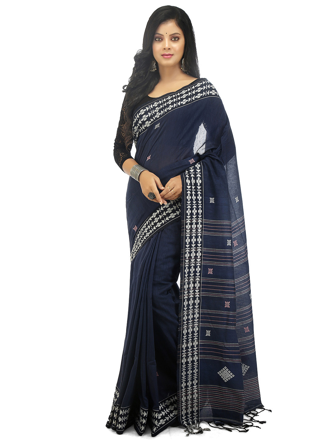 Buy BENGAL HANDLOOM Ethnic Motifs Woven Design Pure Cotton Taant Saree ...